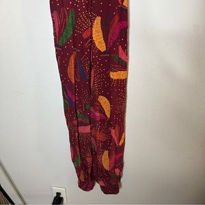 FARM Rio | Pants & Jumpsuits | Farm Rio Dark Red Tropical Print Wrap ...